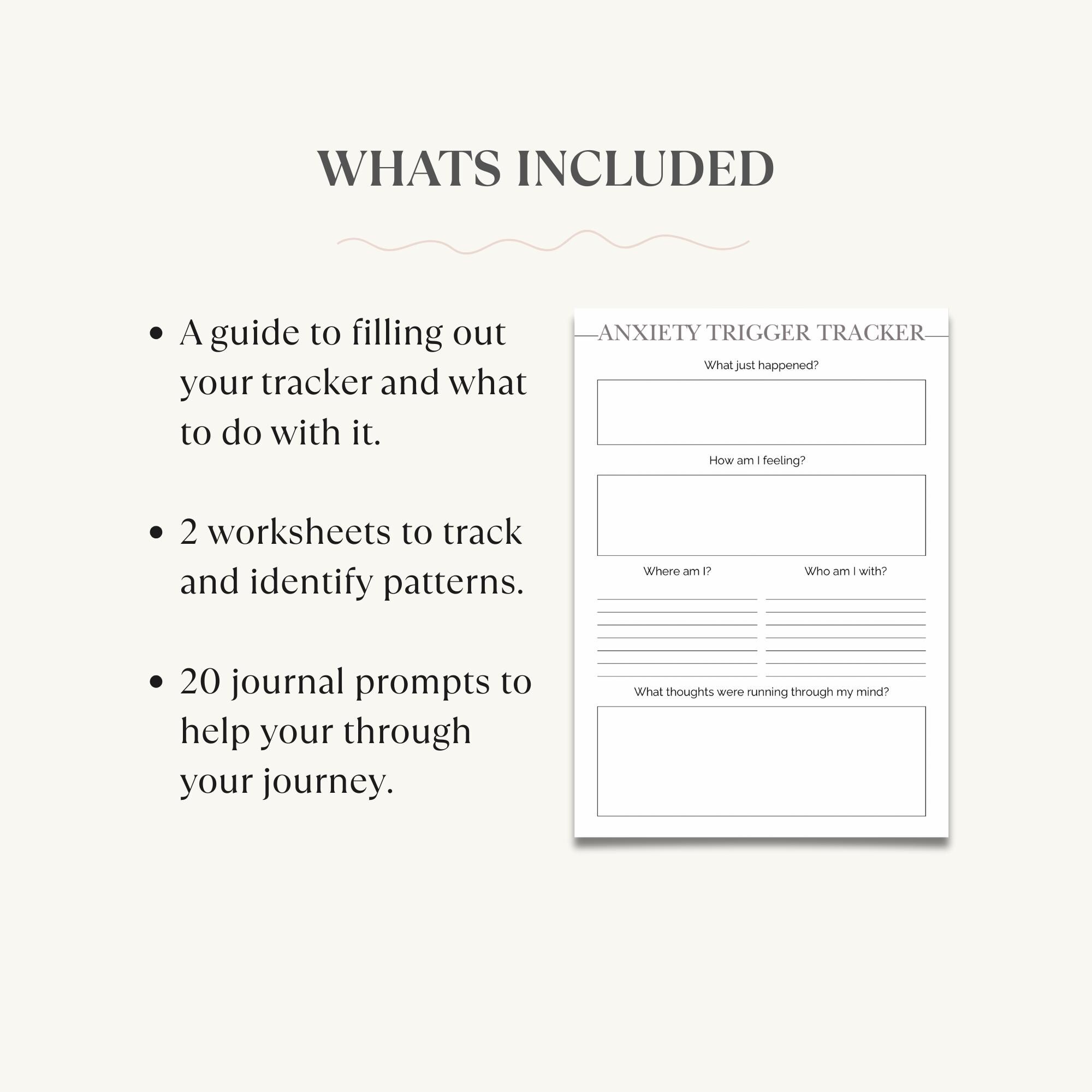 Anxiety Trigger Tracker Printable PDF | Mental Health Journal and Mood ...