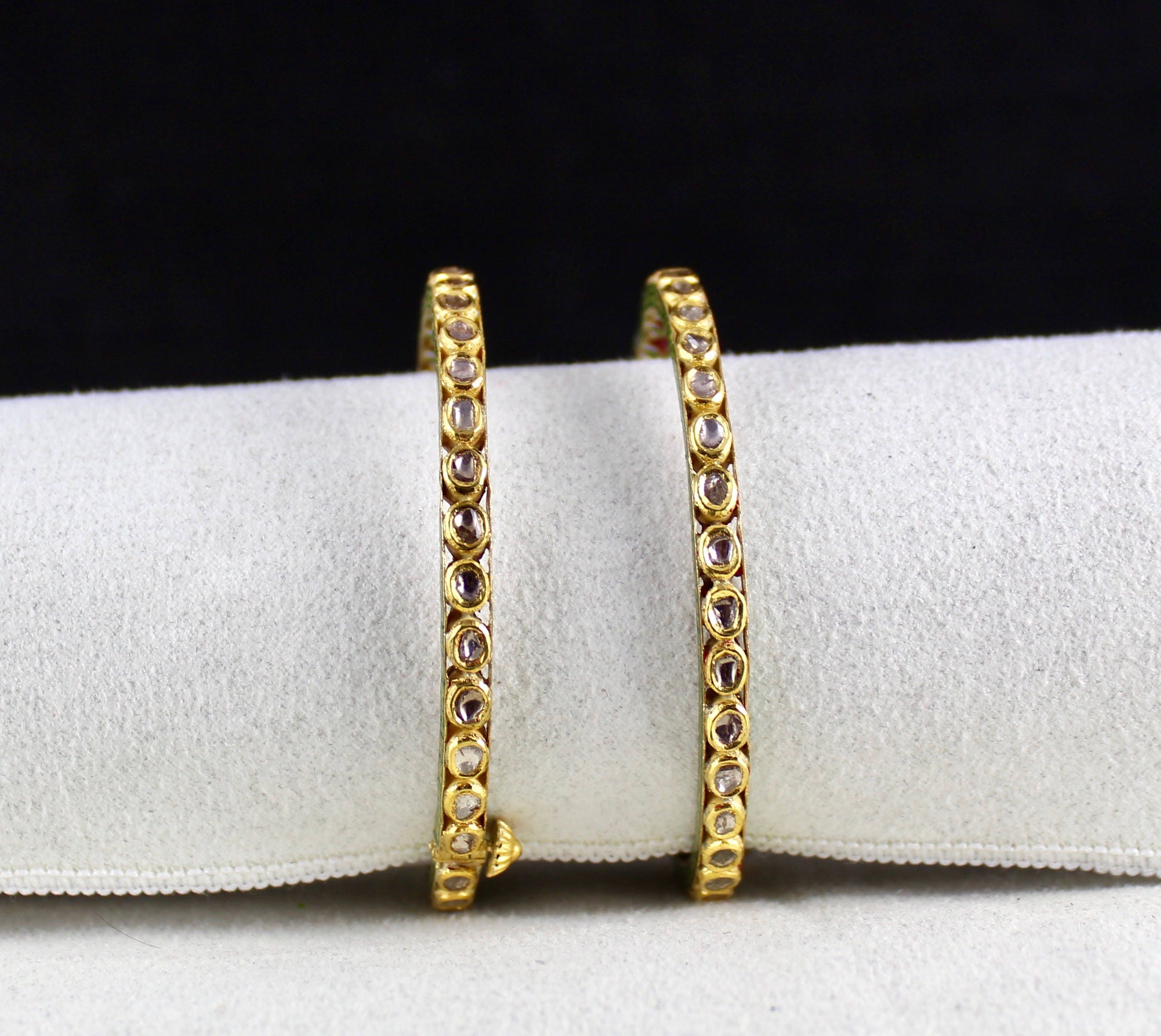 Estate Antique Flat DIAMOND Studded in 22K GOLD Jadau BANGLES - Etsy