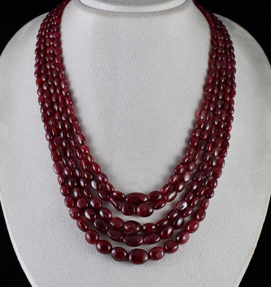 Natural RED SPINEL BEADS Cabochon 5 Line 766 Carats Gemstone Precious ...