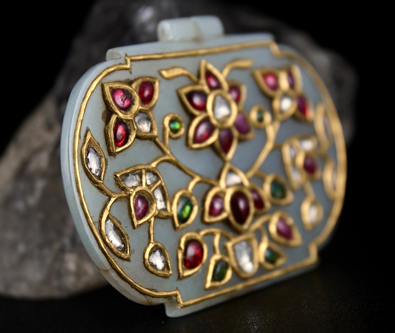 Estate Antique Old JADE MUGHAL PENDANT Studded in Ruby Diamond - Etsy