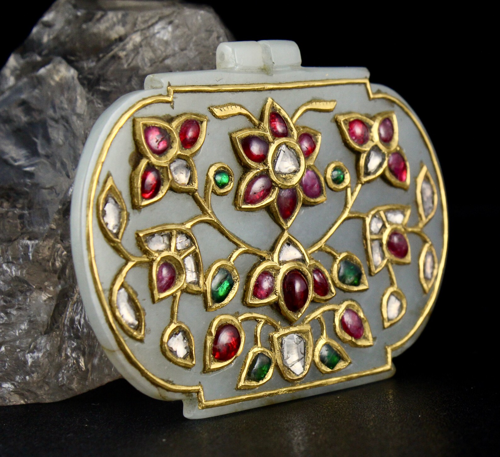 Estate Antique Old JADE MUGHAL PENDANT Studded in Ruby Diamond - Etsy