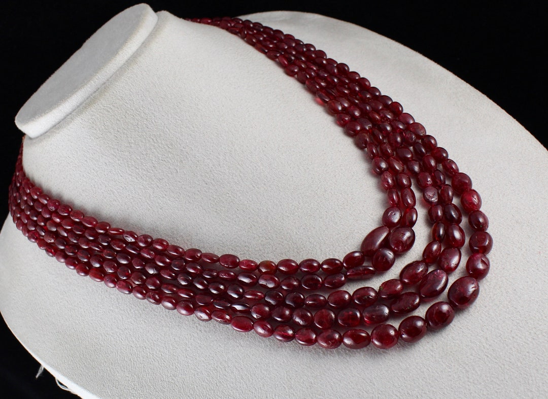 Natural RED SPINEL BEADS Cabochon 5 Line 766 Carats Gemstone Precious ...