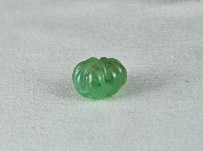 Natural COLOMBIAN EMERALD CARVED Melon Bead 18.68 Carats Gemstone for ...