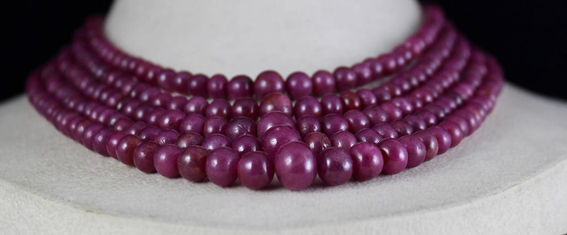 5 Line 873 Cts Natural Untreated RUBY ROUND BEADS Gemstone - Etsy