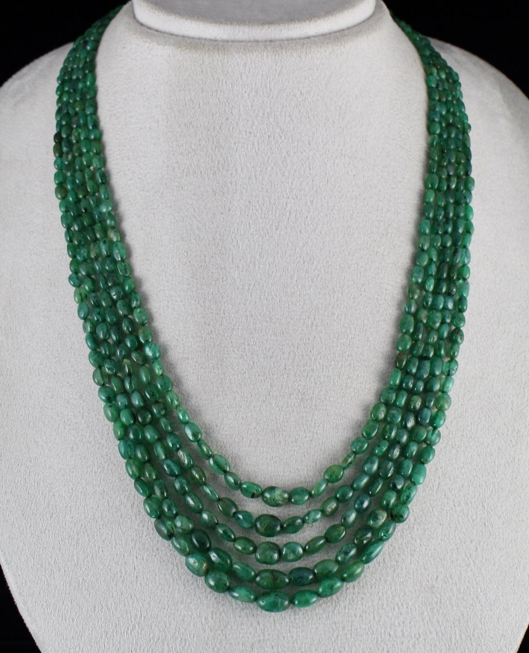 Antique Natural Emerald Beaded Necklace 5 L 328 Carats Gemstone ...