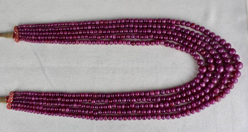 5 Line 873 Cts Natural Untreated RUBY ROUND BEADS Gemstone - Etsy
