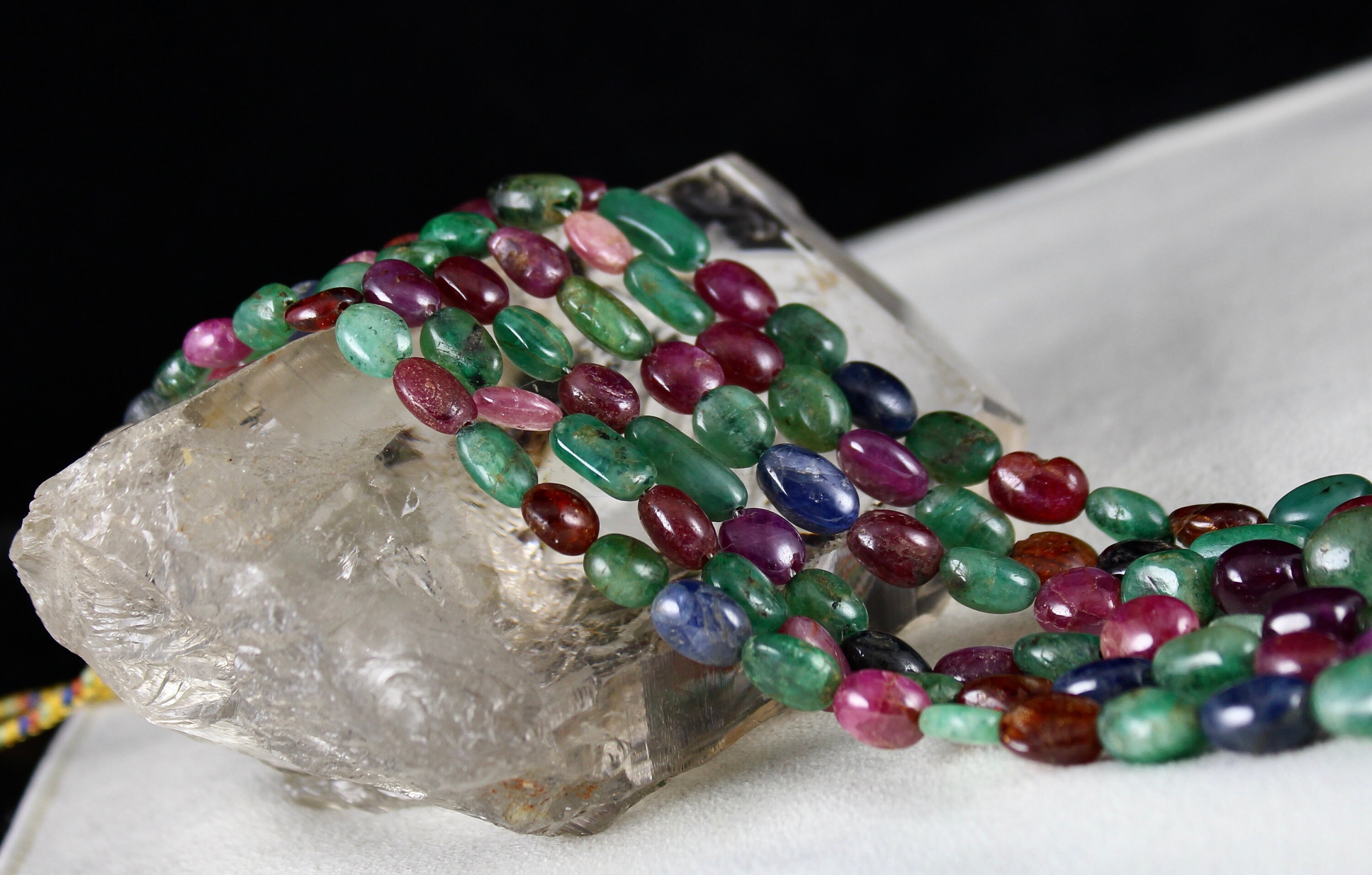 Multi Color Natural EMERALD RUBY Blue SAPPHIRE Antique 3 Line 572 ...