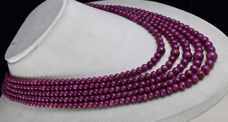 5 Line 873 Cts Natural Untreated RUBY ROUND BEADS Gemstone - Etsy