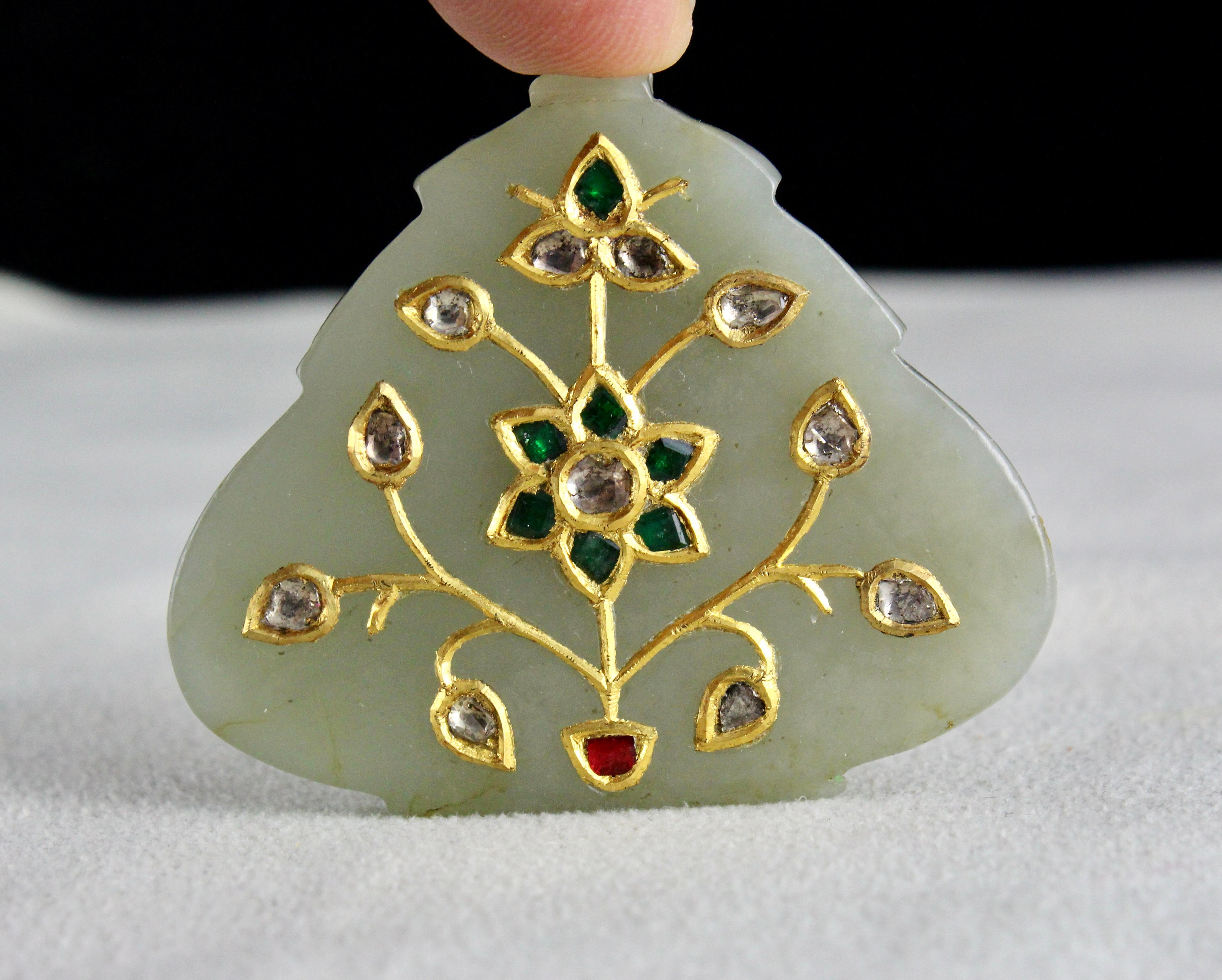 Collectors...antique Old Jade Pendant Studded With DIAMOND - Etsy