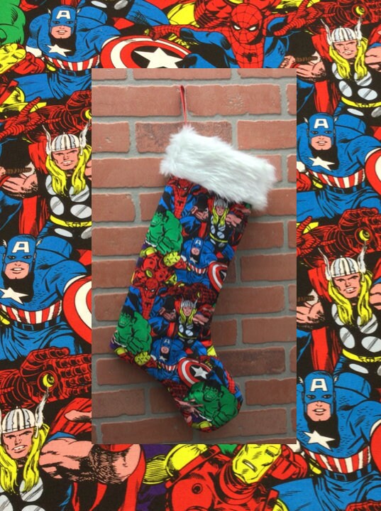 Marvel Comics Spiderman Hulk Iron Man Thor Christmas Stocking ...