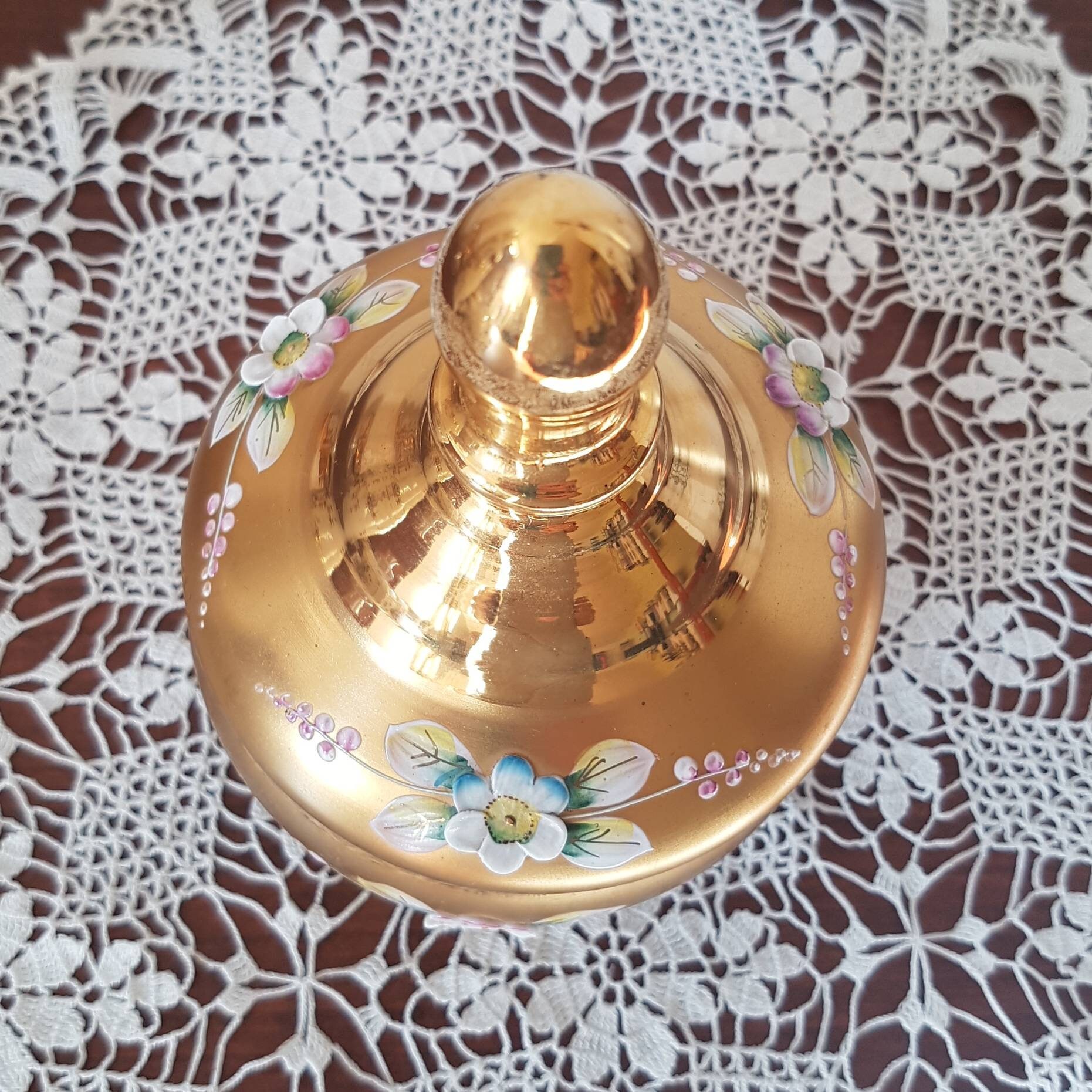 Enameled Moser Bohemian Glass Antique Trinket Dresser Box, Bohemian ...
