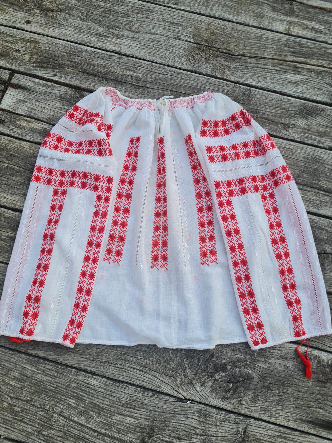 Unique and Rare Vintage Hand Embroidered and Hand Smocked Folk Blouse ...