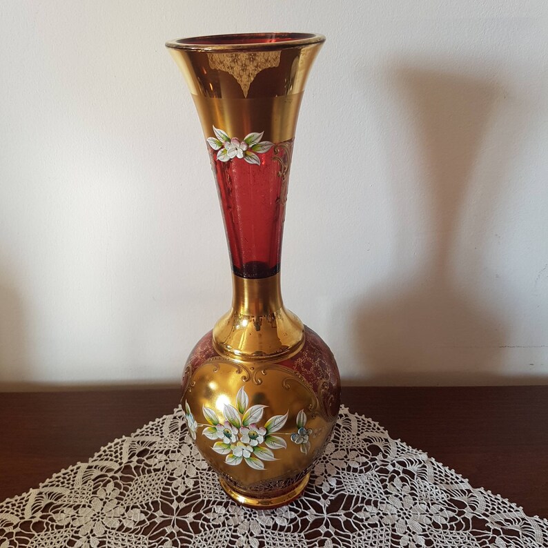 Moser Bohemian Glass Antique Vase Bohemian Moser Glass Etsy