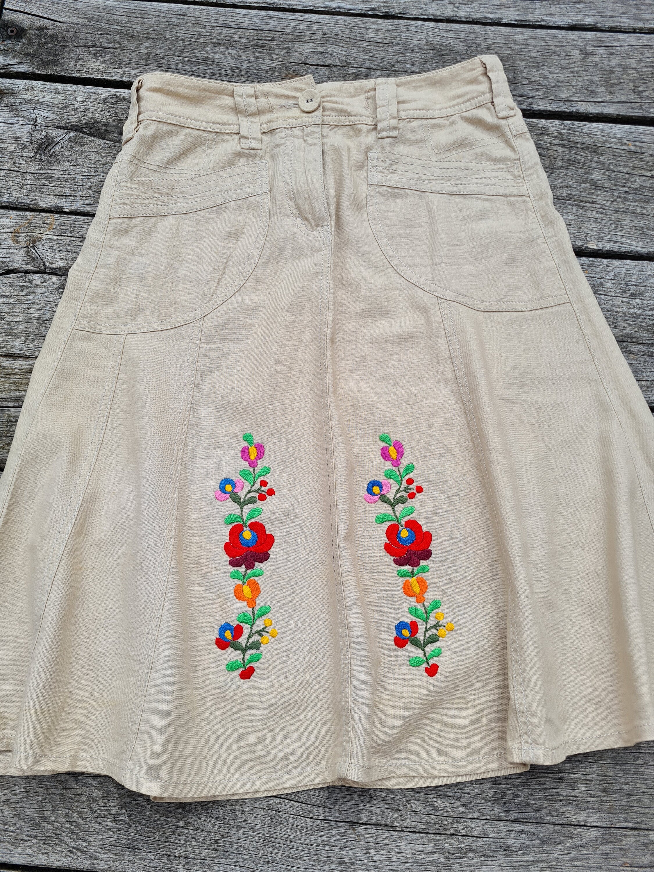 Vintage Redesigned Skirt With Hungarian Hand Embroidered Vintage Redesigned Skirt With Hungarian Hand Embroidered