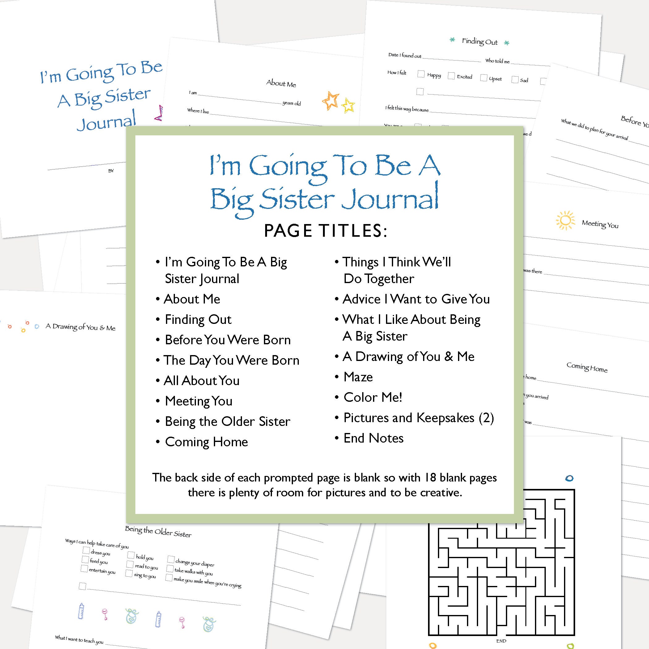 I'm Going to Be A Big Sister Kids Journal | Big Sister Activity | Big ...