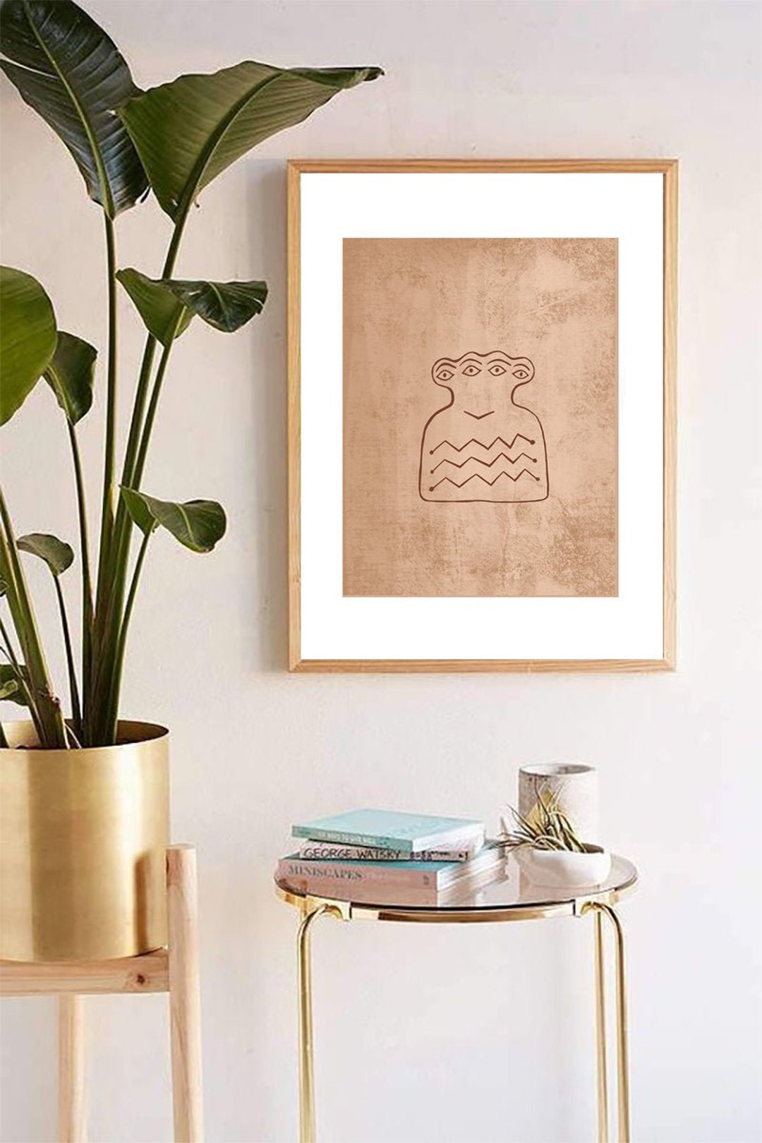 Ancient Sumerian Uruk Eye Idol Art Print - SERENE - Figure Art Print ...