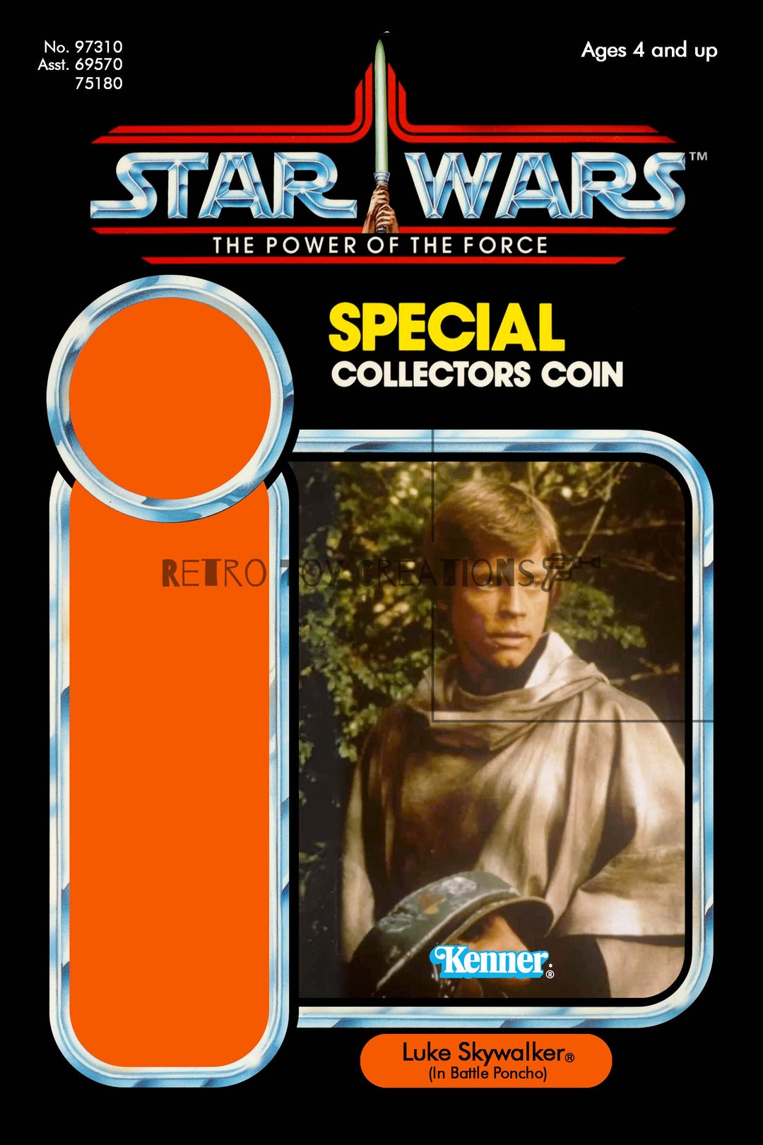 Luke Poncho Power of the Force Vintage Star Wars Reproduction Cardback ...