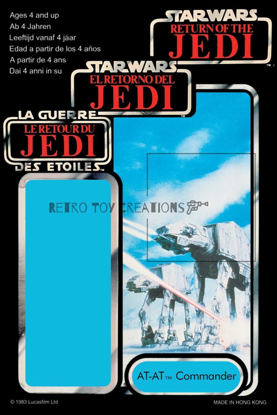 AT-AT Commander Tri-logo Vintage Star Wars Reproduction Cardback - Etsy