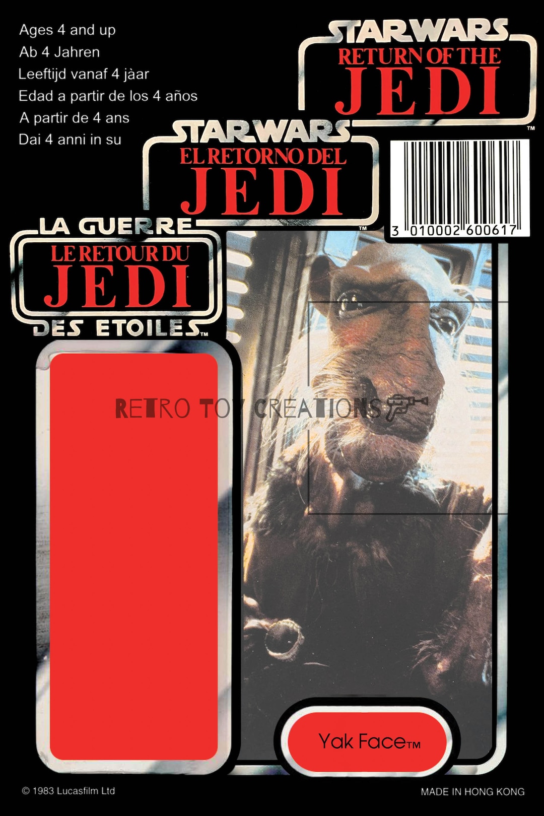 Yak Face TRI-LOGO Vintage Star Wars Reproduction Cardback - Etsy