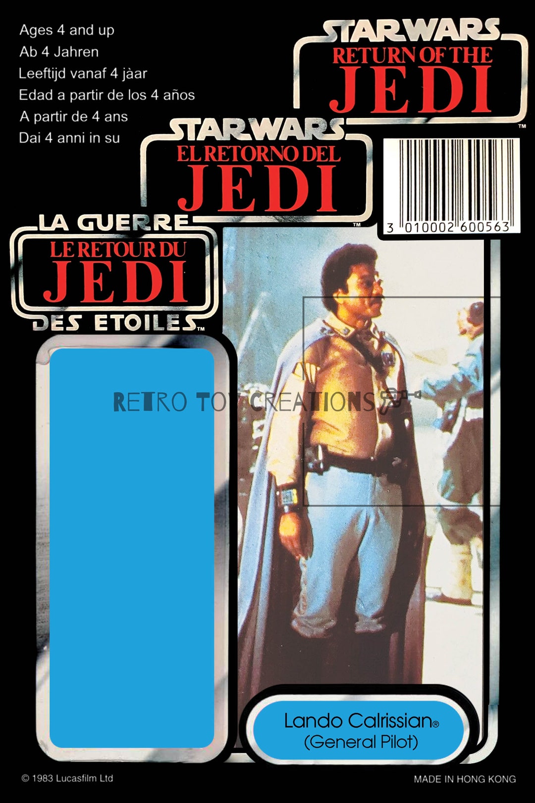 Lando General TRI-LOGO Vintage Star Wars Reproduction Cardback - Etsy