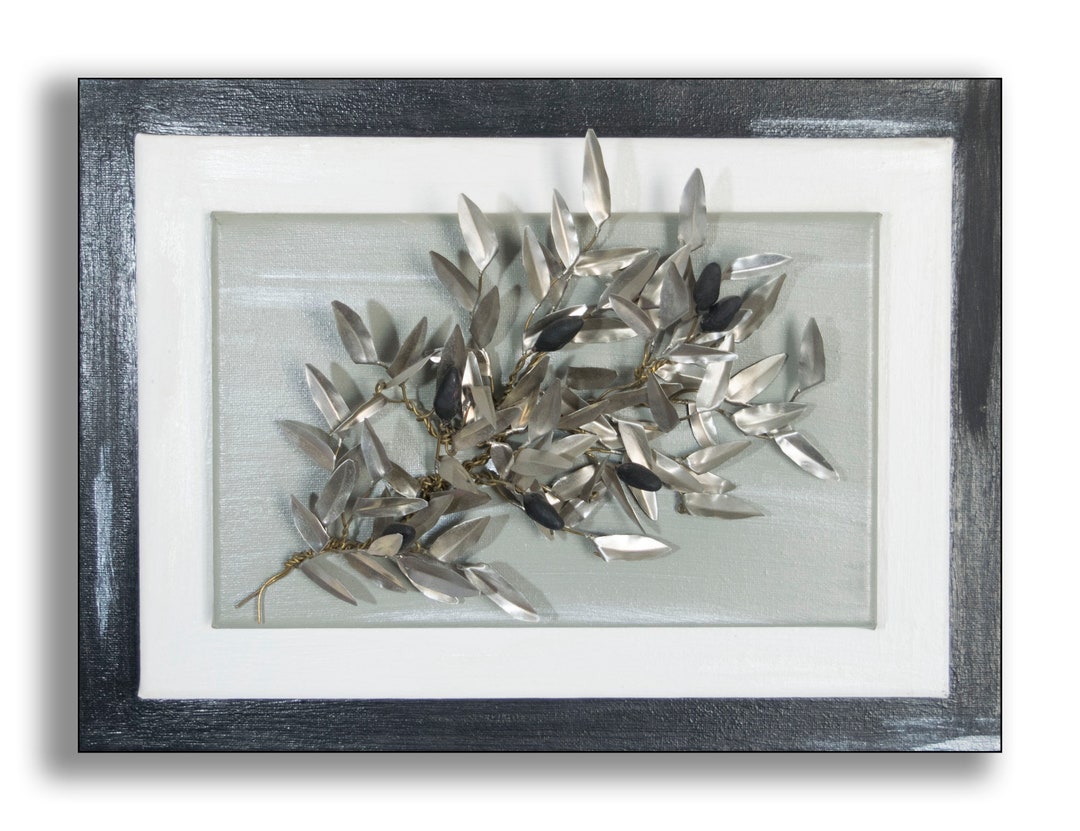 Metal Olive Tree Wall Decoration, Olive Branch Vintage Ornamentation ...