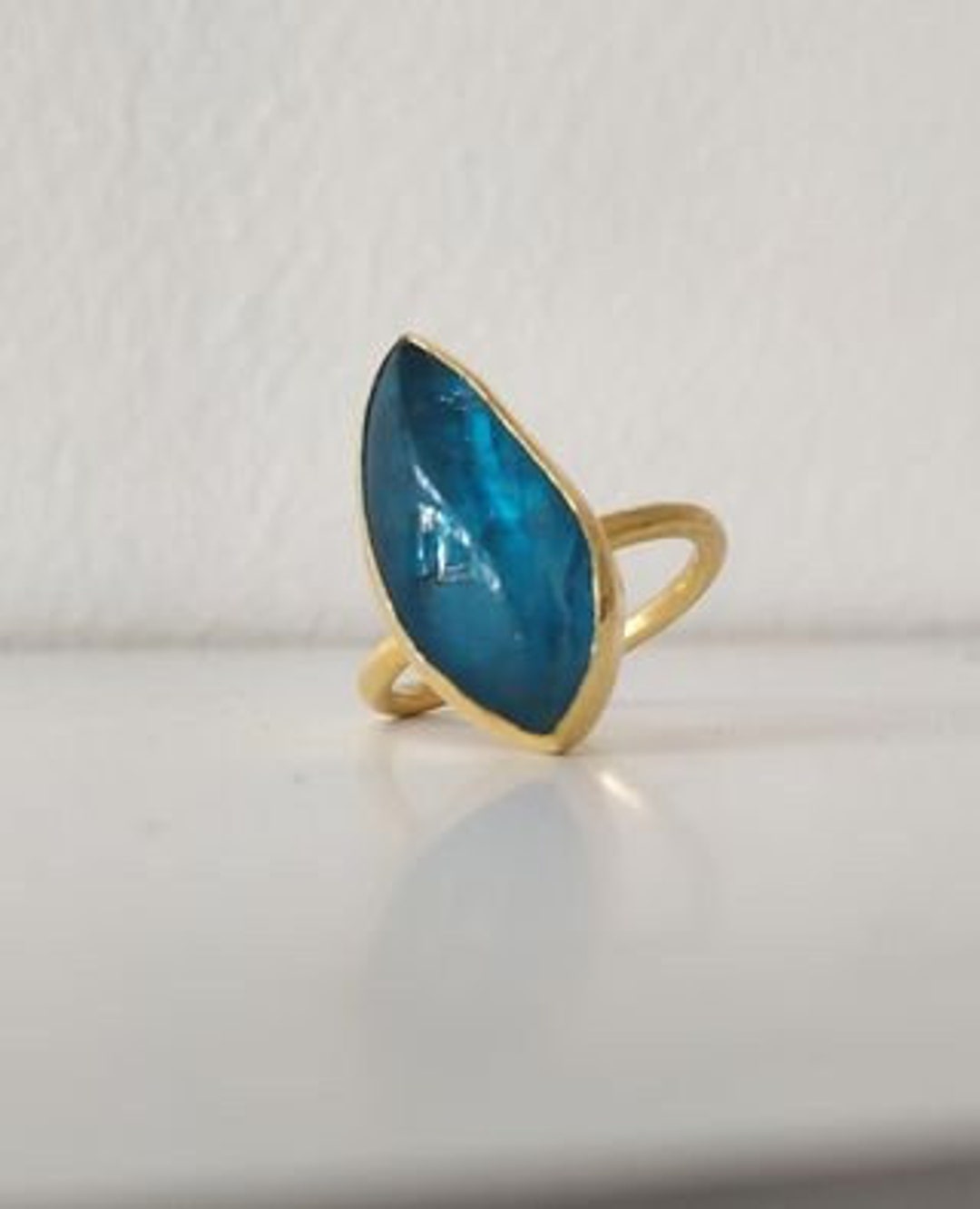 Apatite Stone Sterling Silver Ring Big Blue Stone Jewelry - Etsy