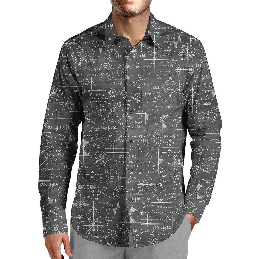 Chalkboard Equations and Diagrams - Man Long Sleeve Collar Shirt - Etsy