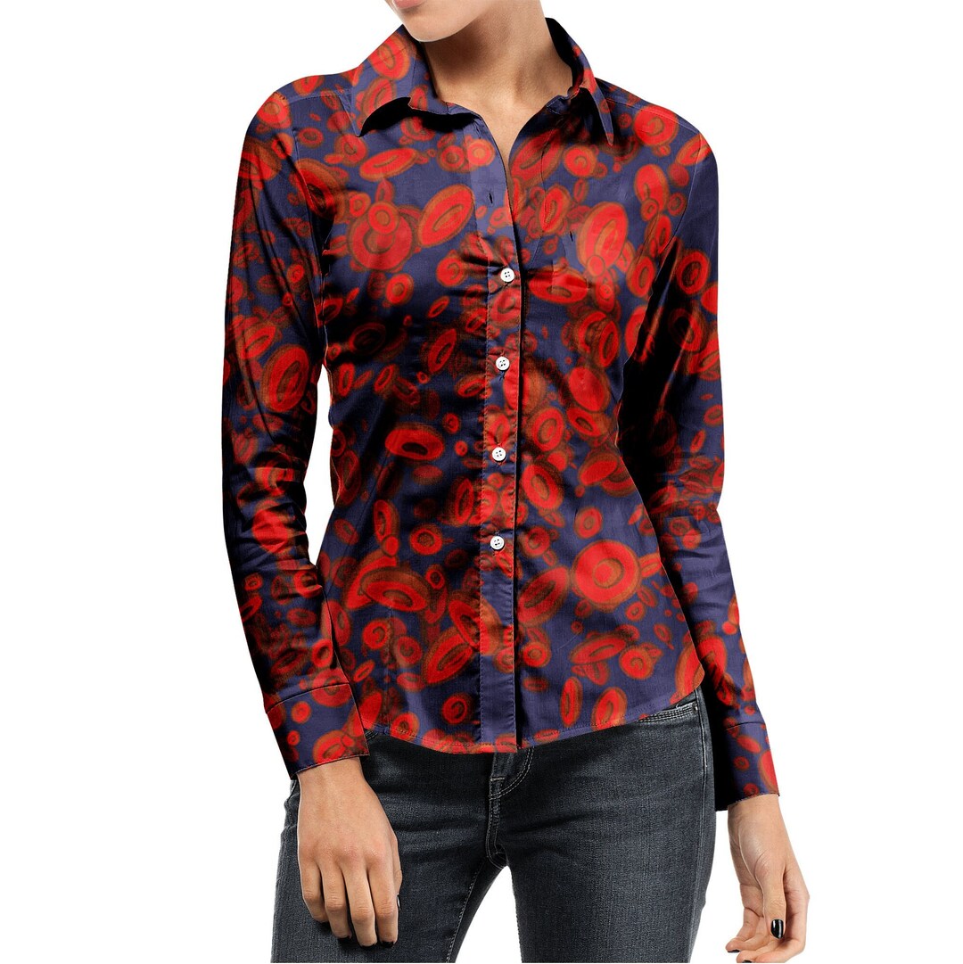 Red Blood Cell Woman Satin Collar Shirt - Etsy