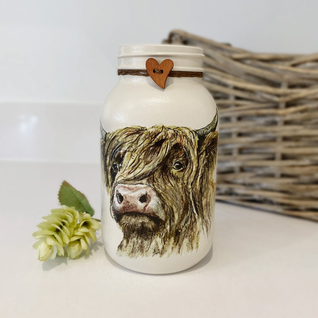 Scottish Highland Cow Mason Jar - Etsy