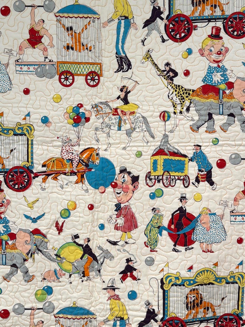 A Very Vintage Looking Circus Quilt - Etsy