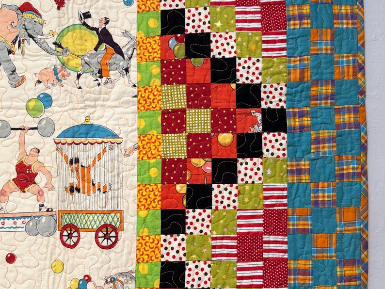 A Very Vintage Looking Circus Quilt - Etsy