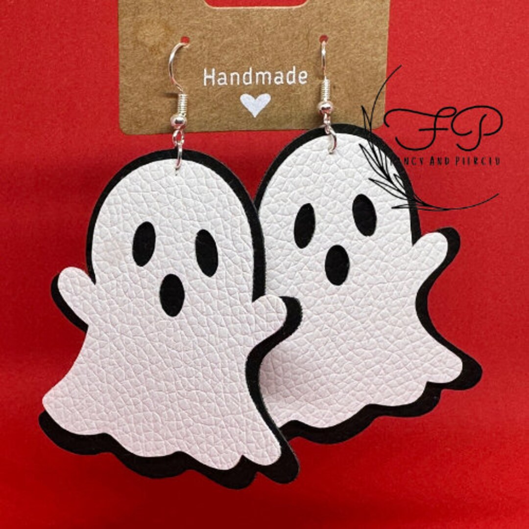 Faux Leather Ghost Earrings/ghost Earrings/spooky Earrings/halloween ...