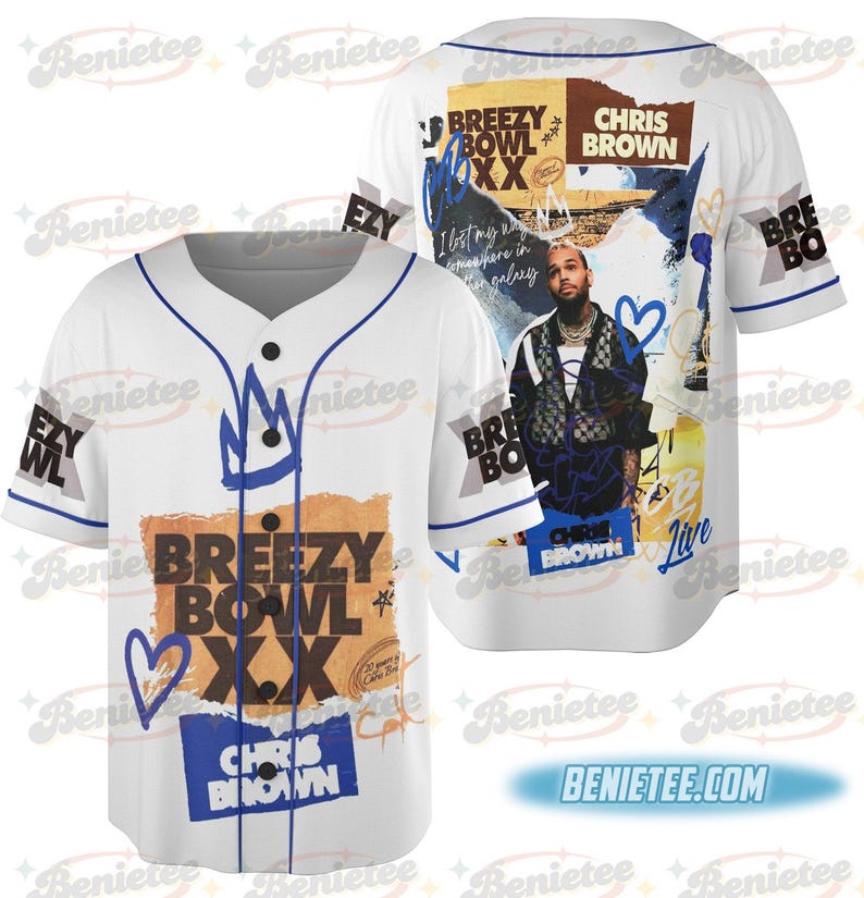 Chris Brown Vintage Middle Finger Vintage Jersey, Concert 2025 Baseball ...