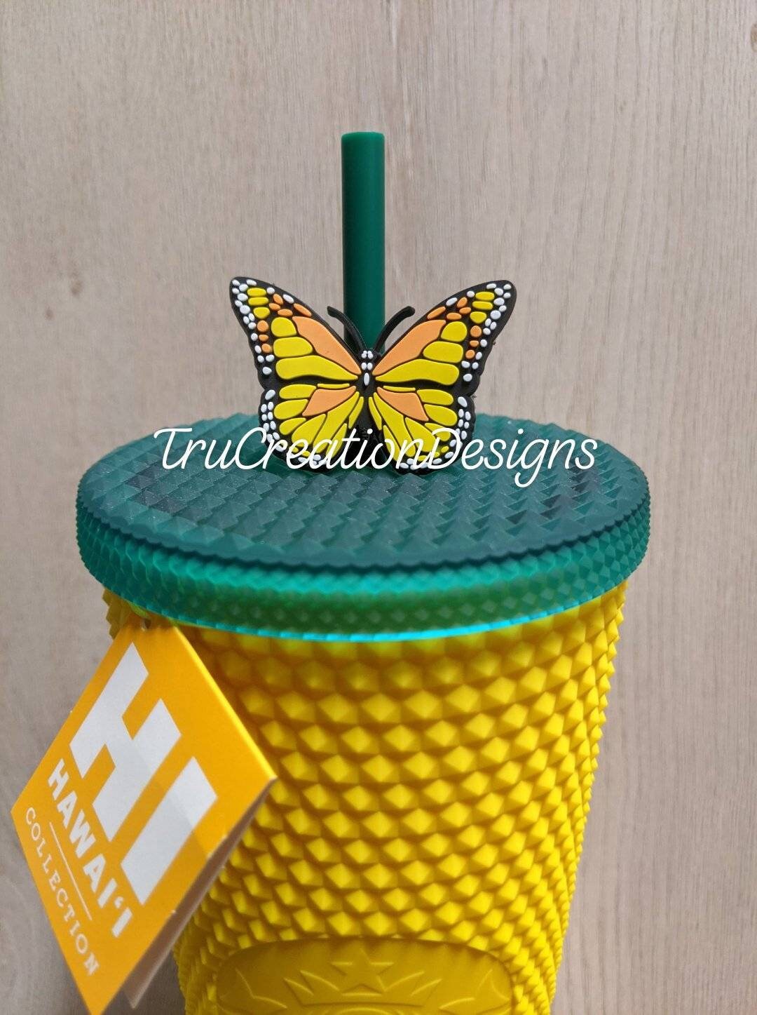 Yellow Butterfly Straw Topper, Straw Toppers, Straw Charms, Straw Charm ...