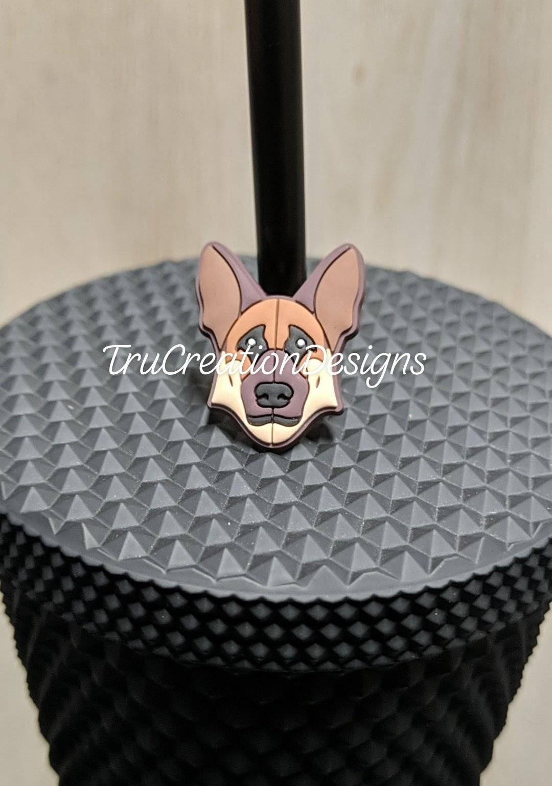 Dog German Shepherd Straw Toppers, Straw Toppers, Straw Charms, Straw ...