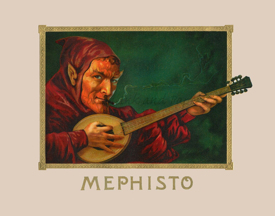 Devil Playing Guitar Satanic Home Decor Wall Art Unique Mephisto Fine ...