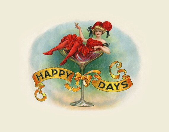 Vintage Girl In Martini Glass 9948