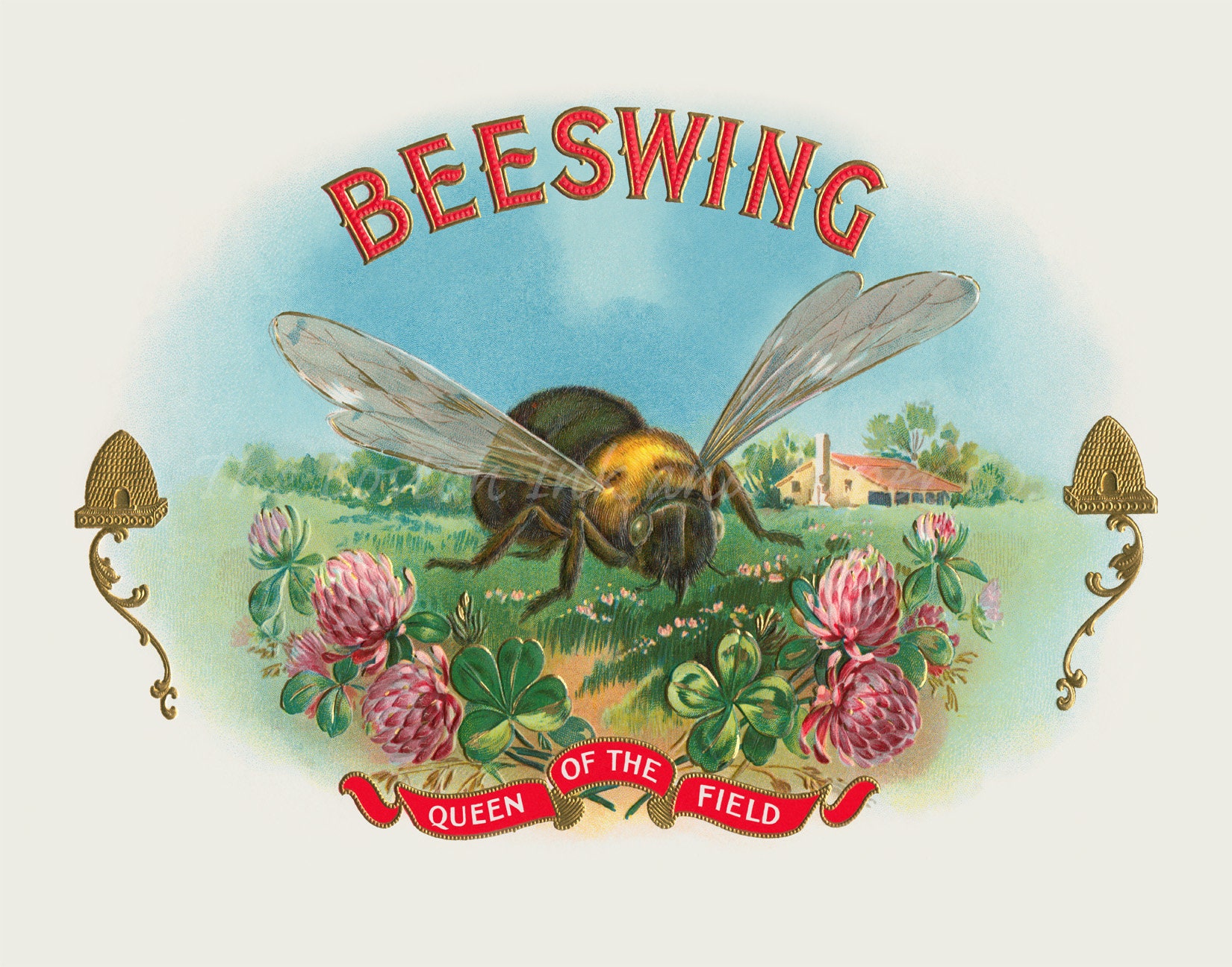 Beeswing Vintage Queen Bee Beehive Art Bumble Bee Art Honey Bee Art Bee ...