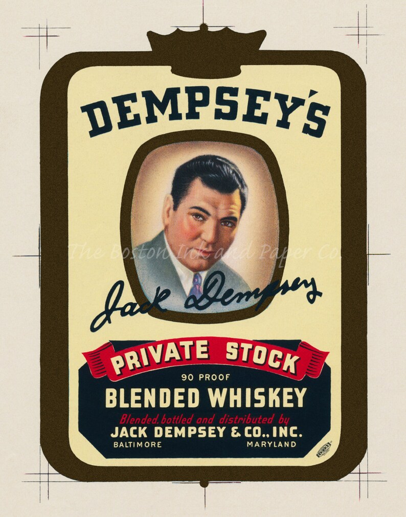 Jack Dempsey Boxing Poster Sports Bar Decor Wall Art Man Cave Irish Pub ...