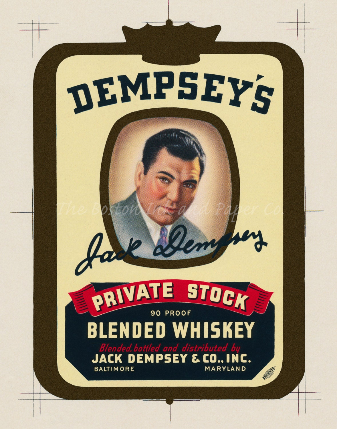 Jack Dempsey Boxing Poster Sports Bar Decor Wall Art Man Cave Irish Pub ...