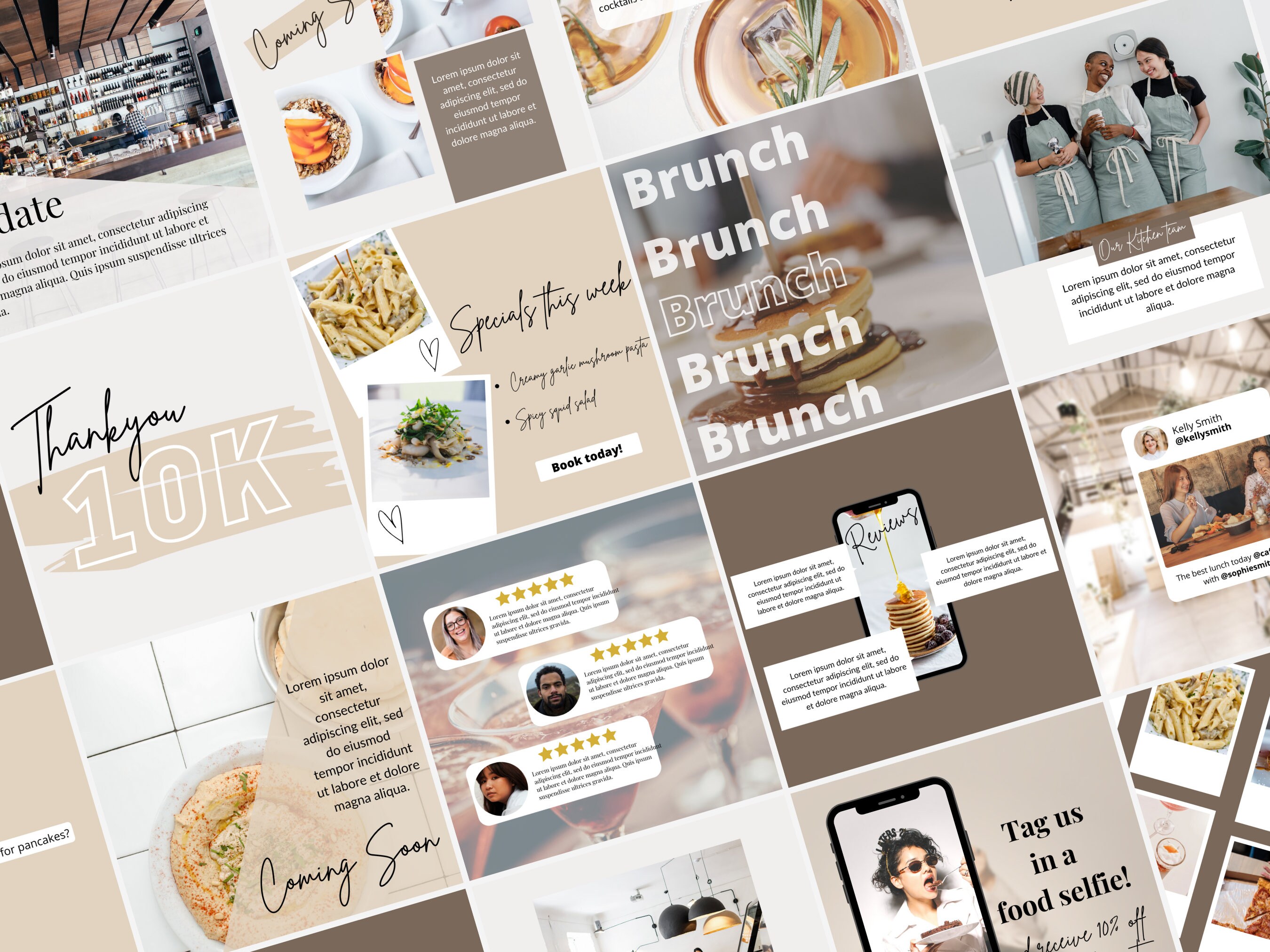 50 Editable Cafe / Restaurant Instagram Templates for Canva - Etsy