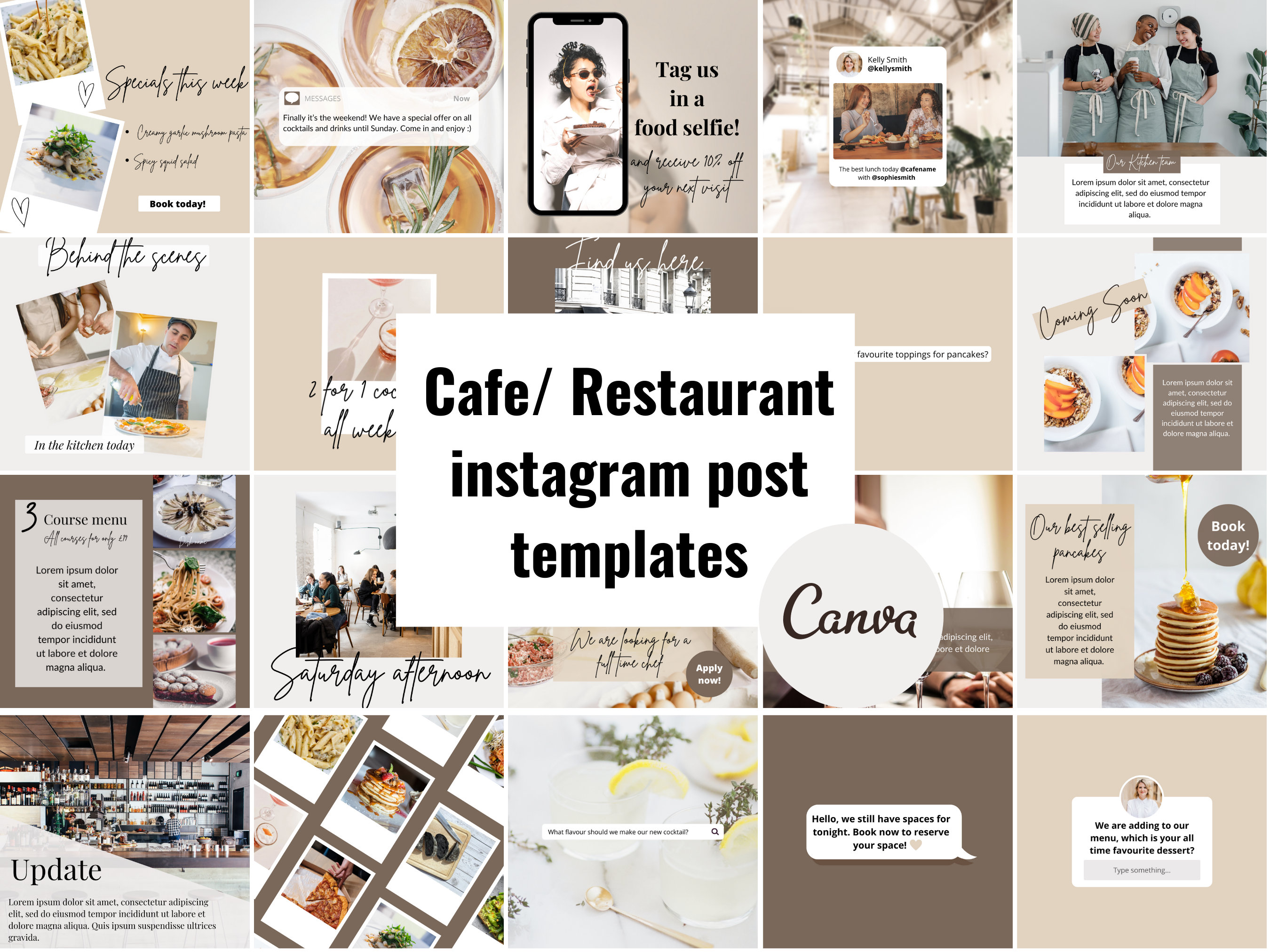 50 Editable Cafe / Restaurant Instagram Templates for Canva Instagram ...