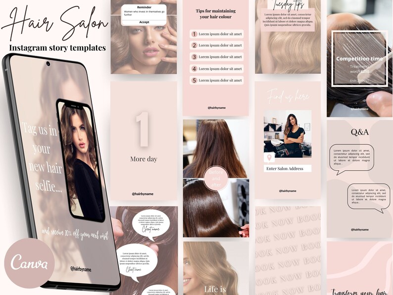 30 Editable Hair Salon Business Instagram Templates Canva Hairdresser ...
