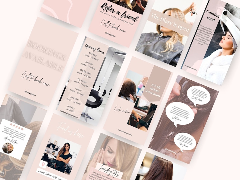 30 Editable Hair Salon Business Instagram Templates Canva Hairdresser ...