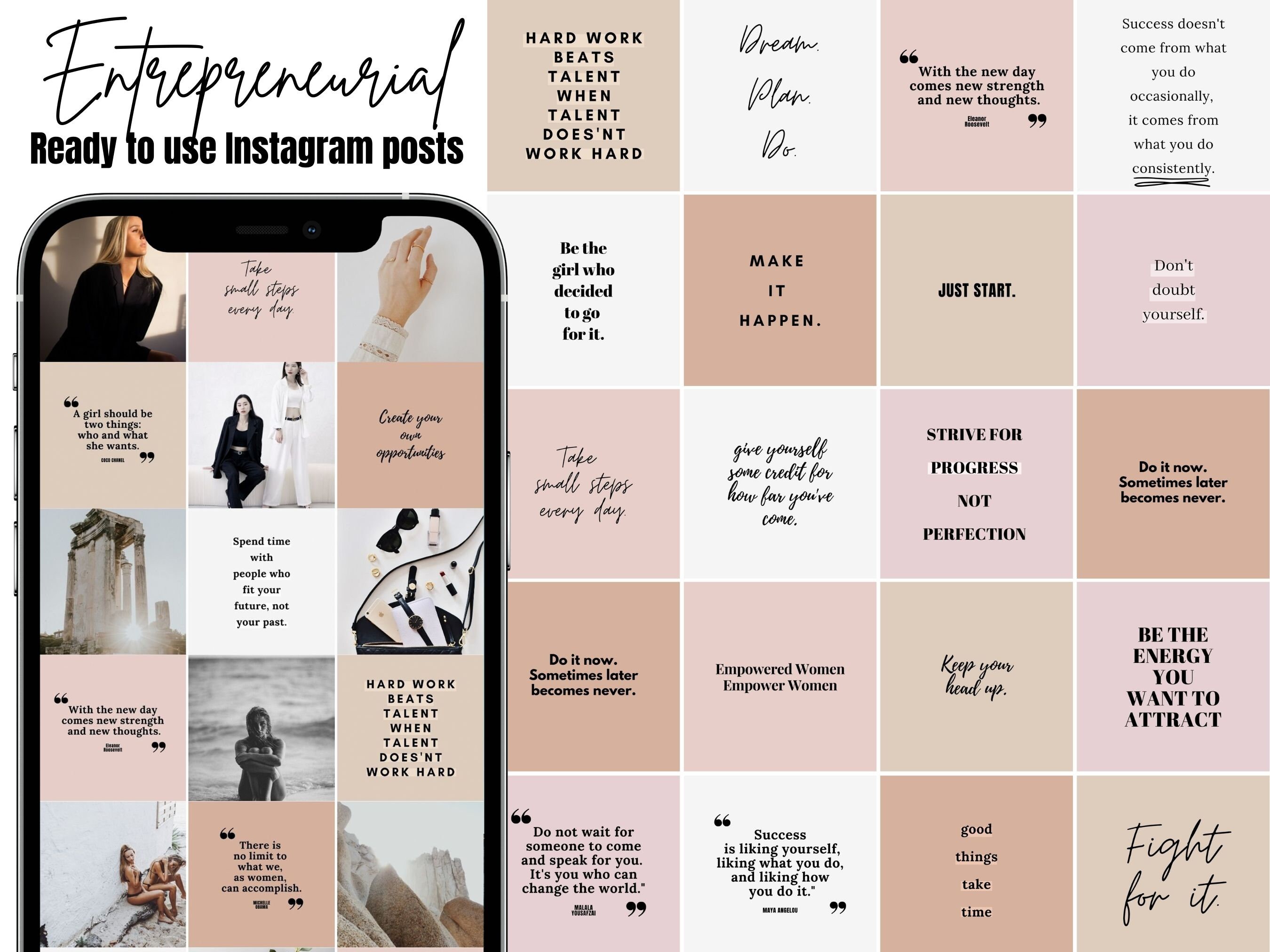 30 Entrepreneurial Instagram Posts Female Boss Pre Made Motivational ...