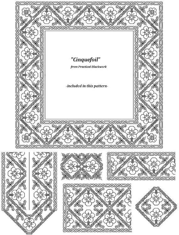 Cinquefoil a Spanissheworke Counted Blackwork Design PATTERN - Etsy