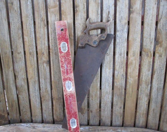 E C Atkins & Co Saw,wheat Handle Saw,old Red Level,carpenter Tools ...