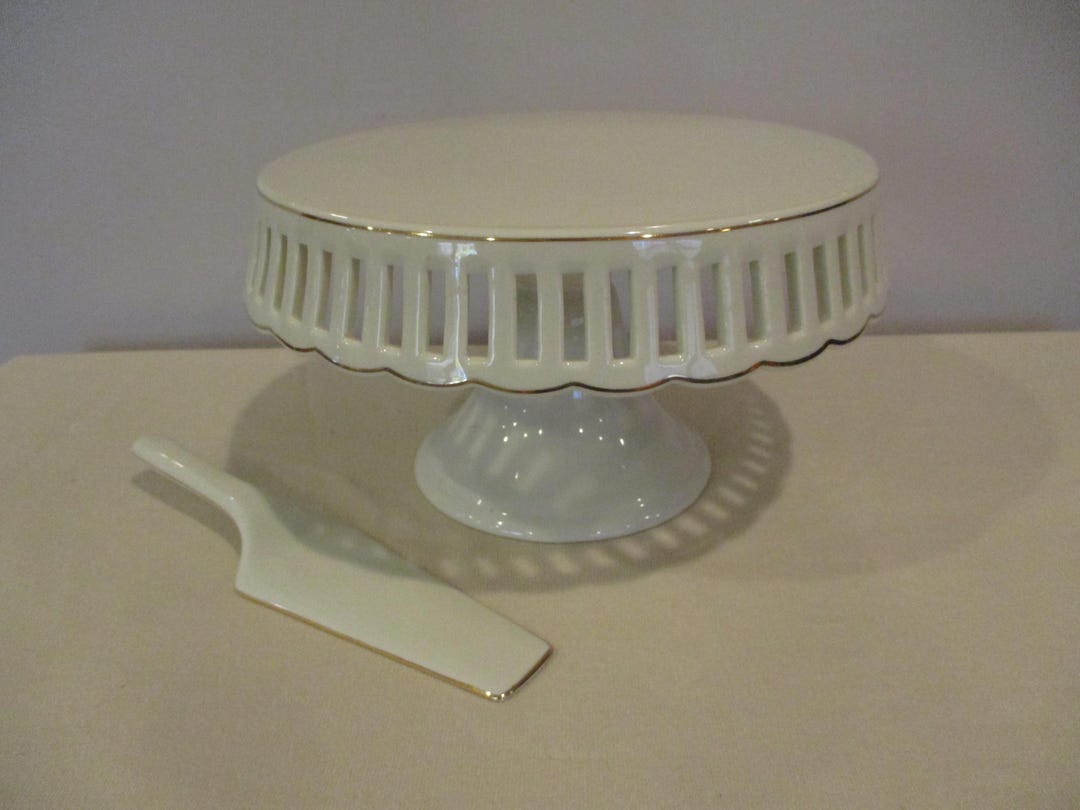 Pedestal Porcelain Cake Stand With Serving Knife,dessert Server,pastry ...