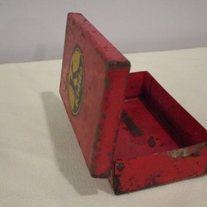 Small Red Metal Box,industrial Metal Box,salvage Metal Box,rustic Metal ...