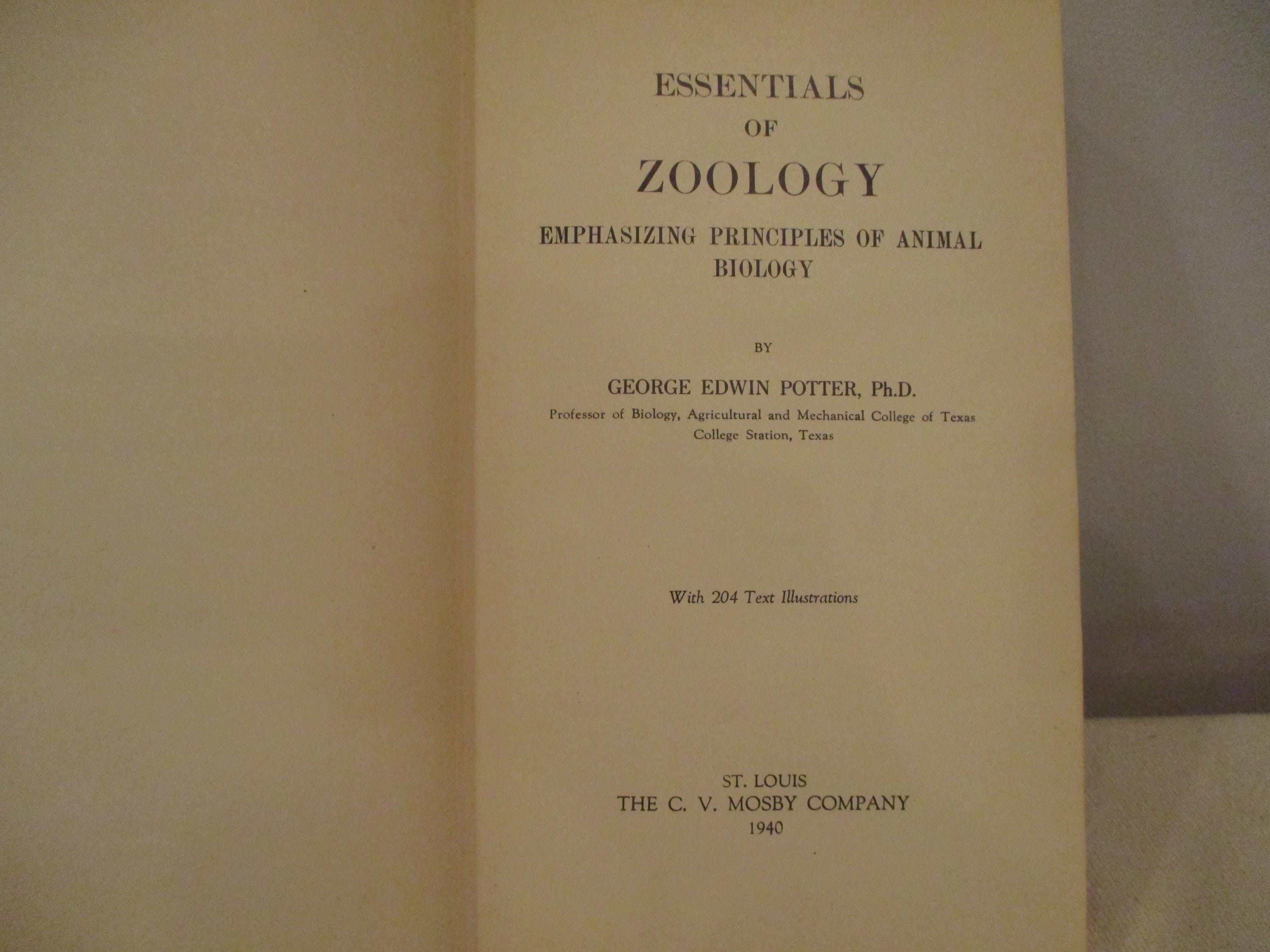 1946 Zoology Textbook,essentials of Zoology by Poter,animal Biology ...